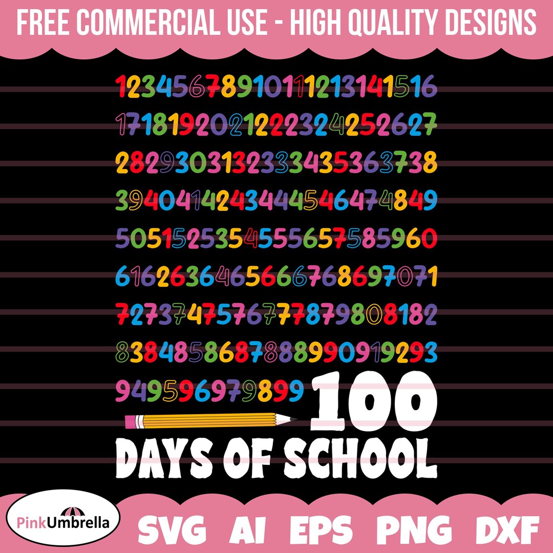100 Days of School Svg 100 Math Numbers Svg 100th Day Svg - Etsy