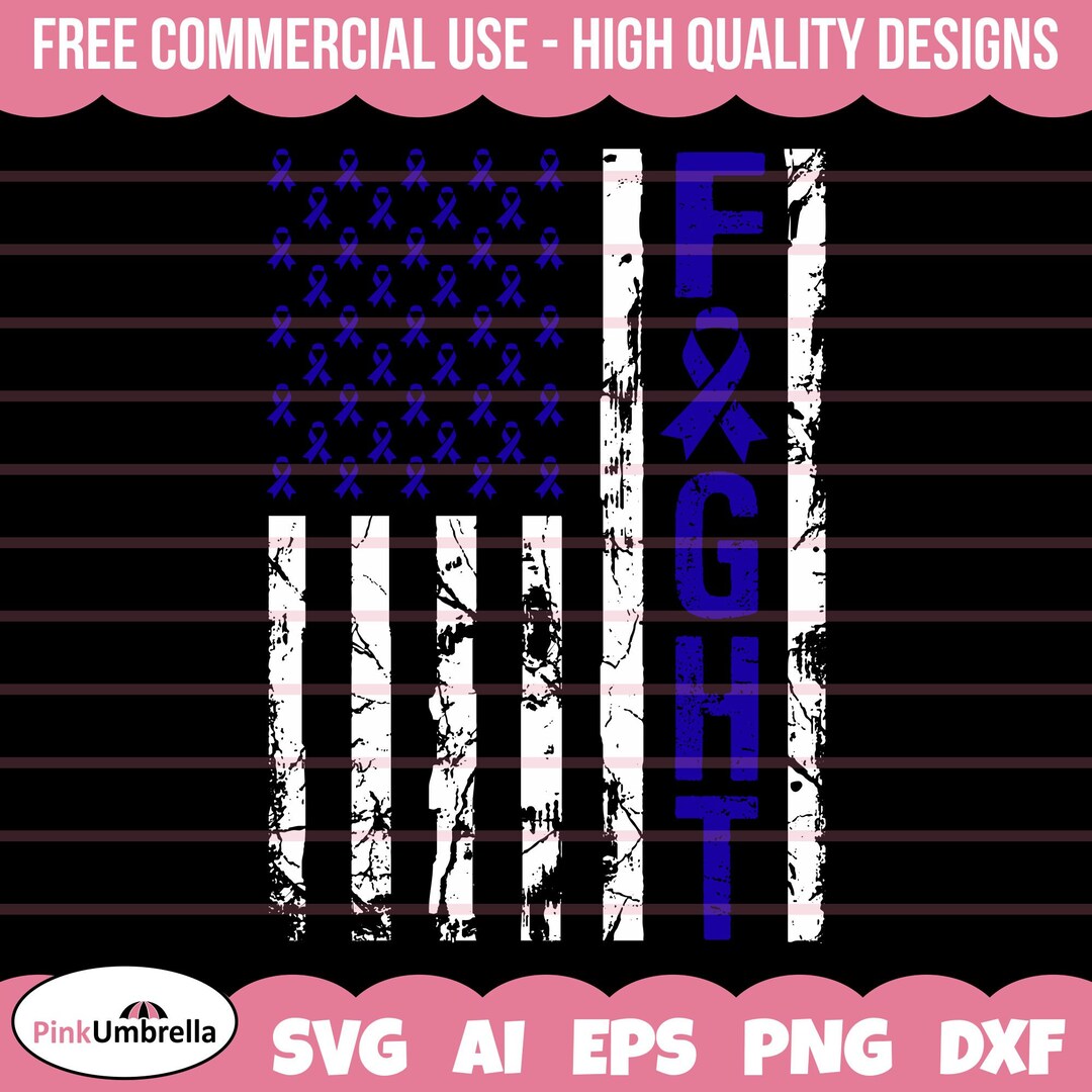 Rectal Cancer Fight USA Flag Svg, Cancer Ribbon SVG, Rectal Cancer ...
