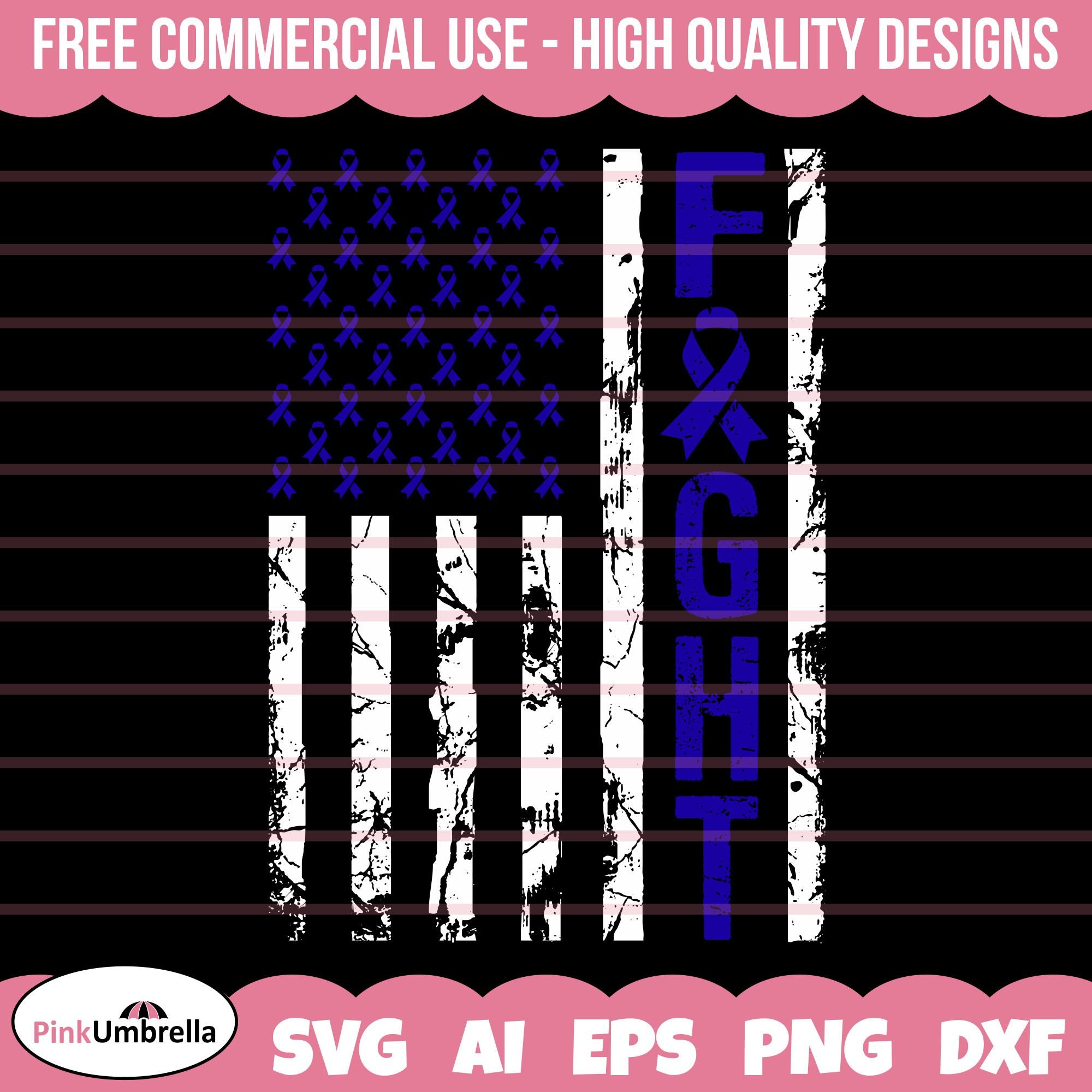 Rectal Cancer Fight USA Flag Svg Cancer Ribbon SVG Rectal - Etsy