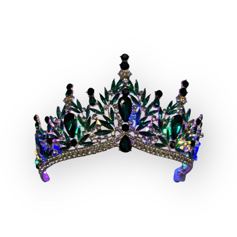 Emerald Crystal Crown LED Light-up Tiara – Pageant / Prom / Quinceañera ...