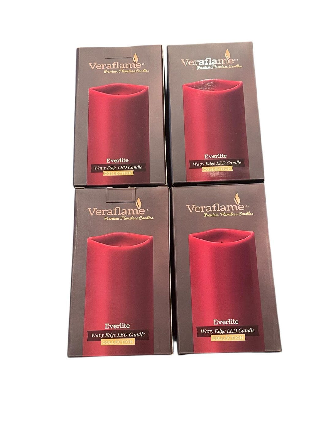 Veraflame Everlite Deep Red LED Candles 3x6 Wavy Edge Flameless Set of ...