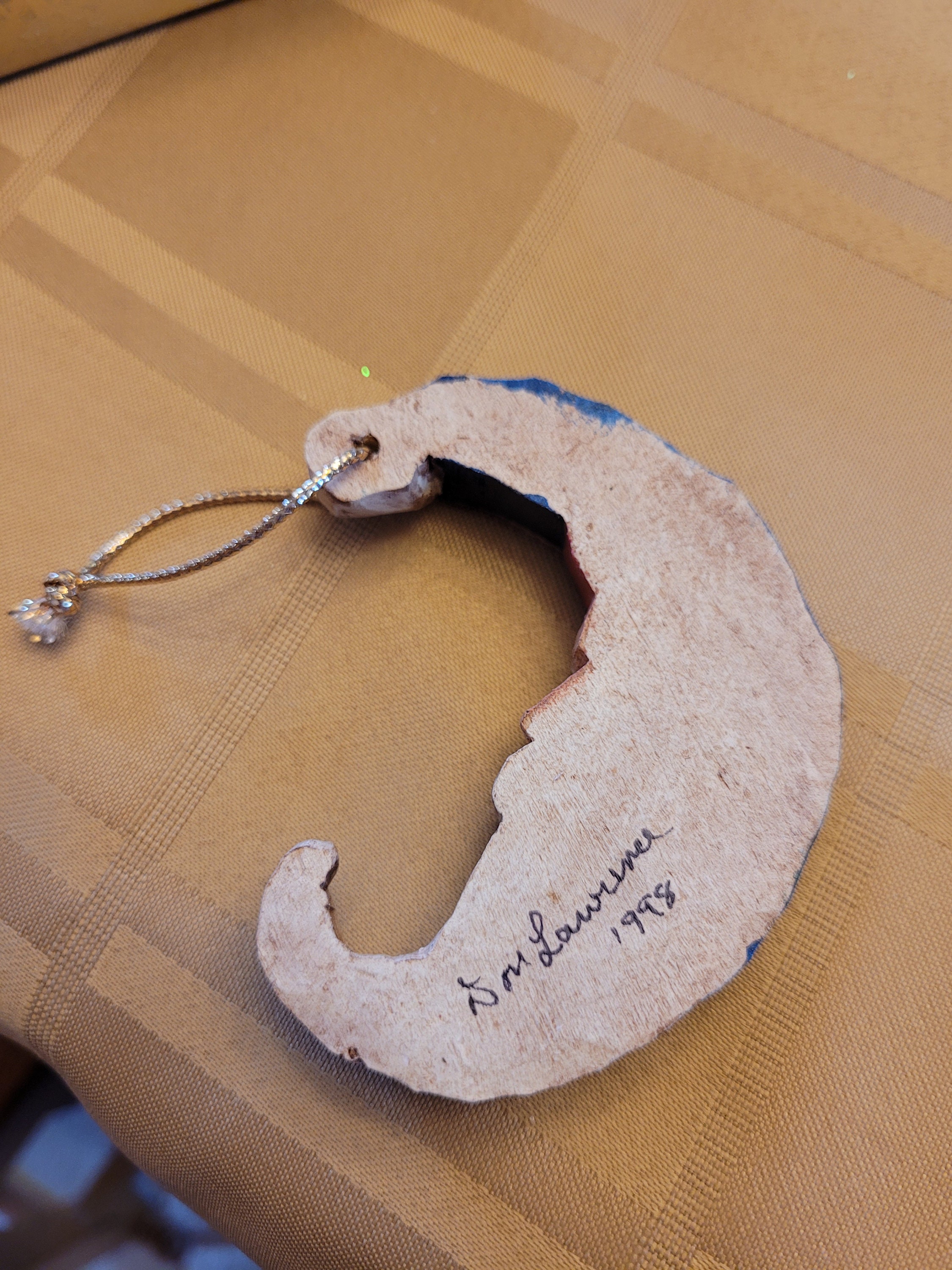 Hand Carved Wooden Santa Half-moon Ornament. Signed and Dated 1998. - Etsy