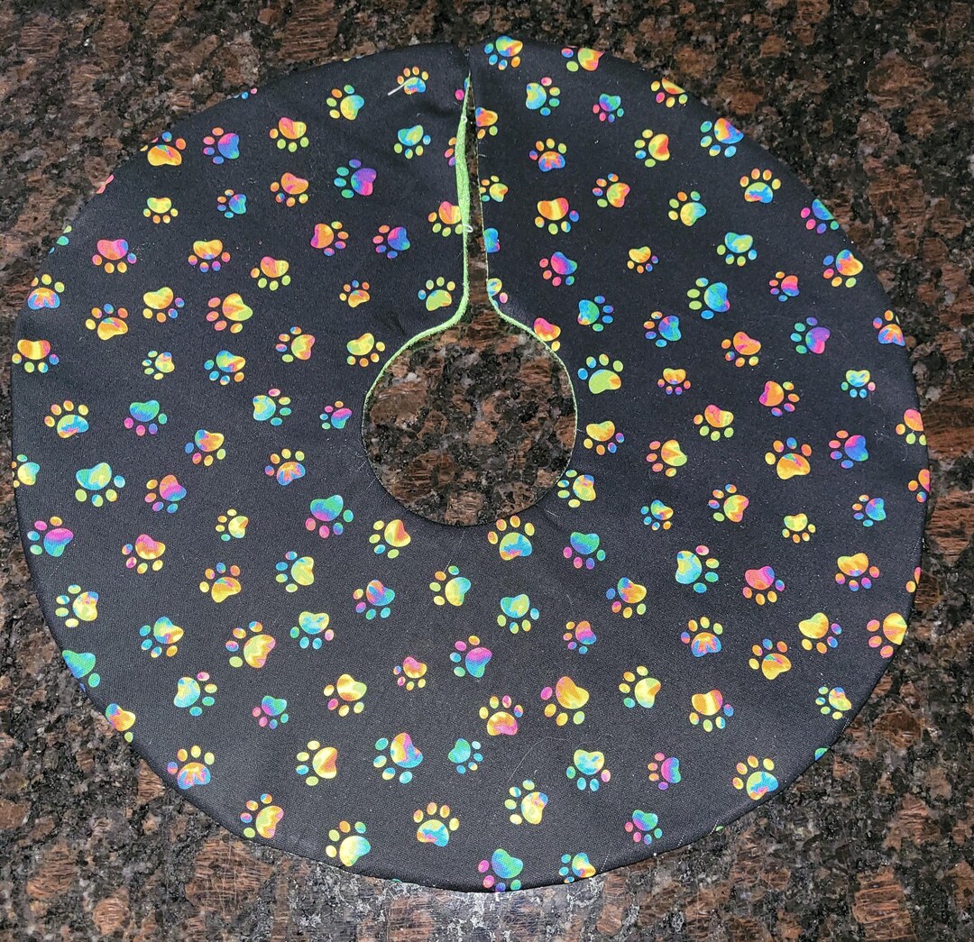14" Miniature Tree Skirt - Multi-colored Paw Prints - Etsy