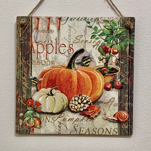 Autumn Gardening 15cm Square Decoupaged Wooden Plaque / - Etsy