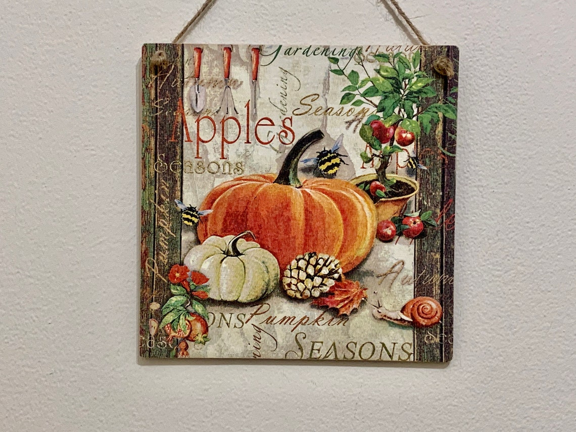 Autumn Gardening 15cm Square Decoupaged Wooden Plaque / - Etsy