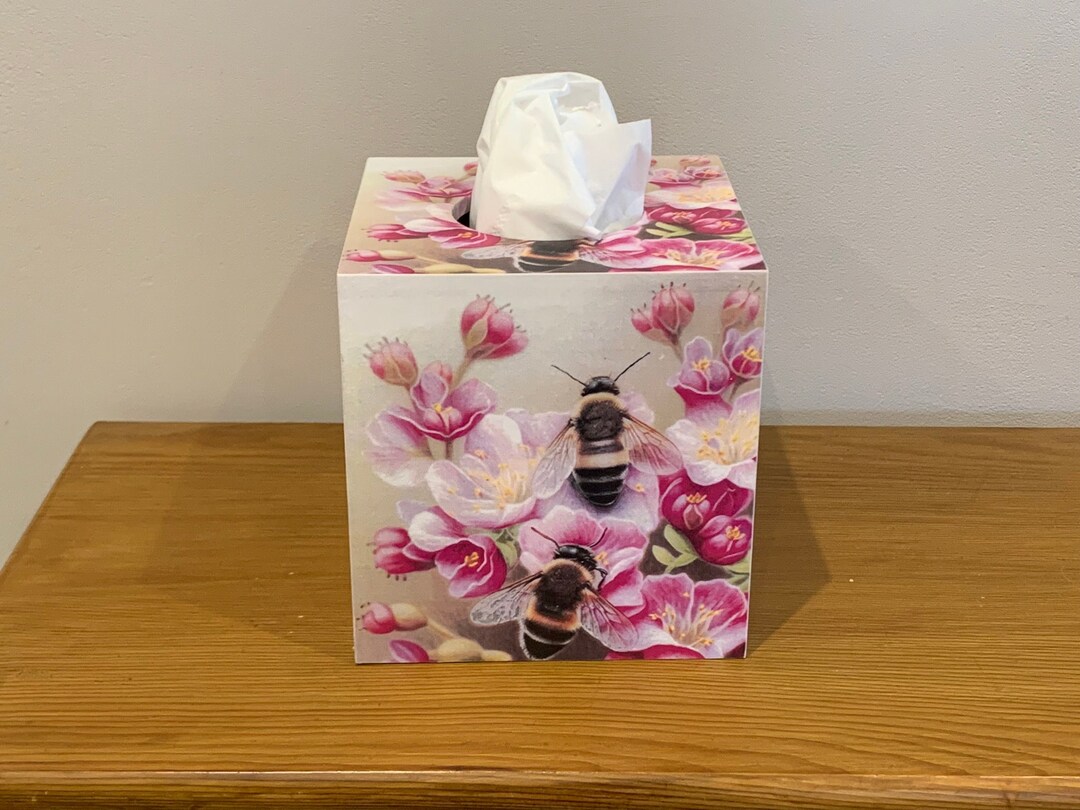 Tissue Box Cover / Bees in Blossom / Tissue Box Holder / Tissue Box ...