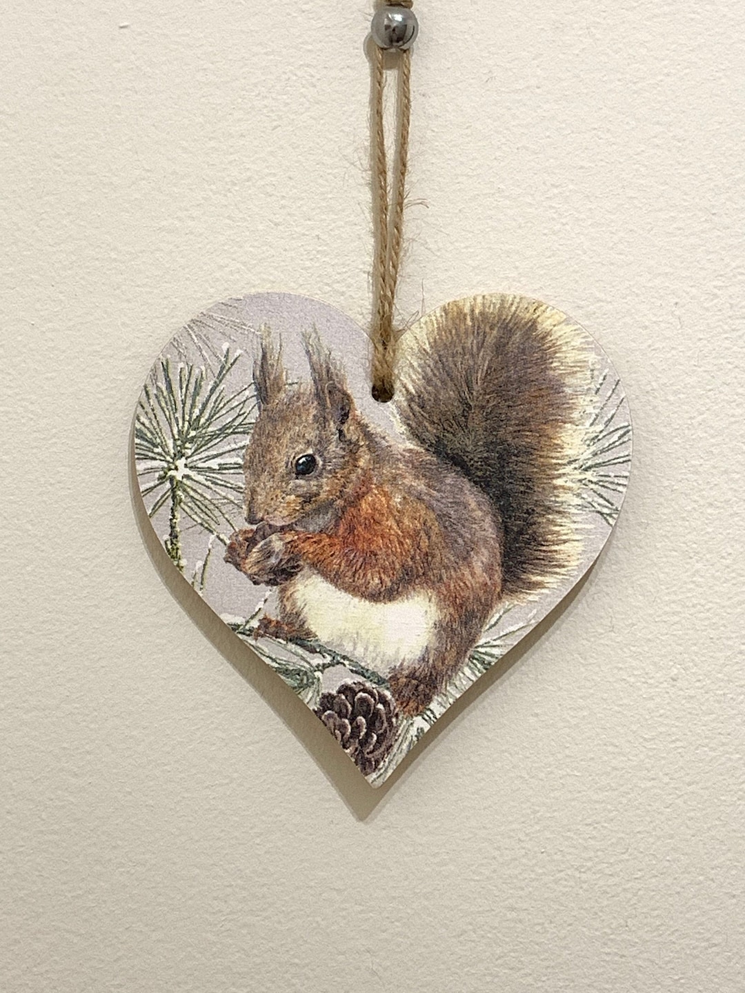 Winter Squirrel Handmade Decoupaged Wooden Heart - Squirrel Decor ...
