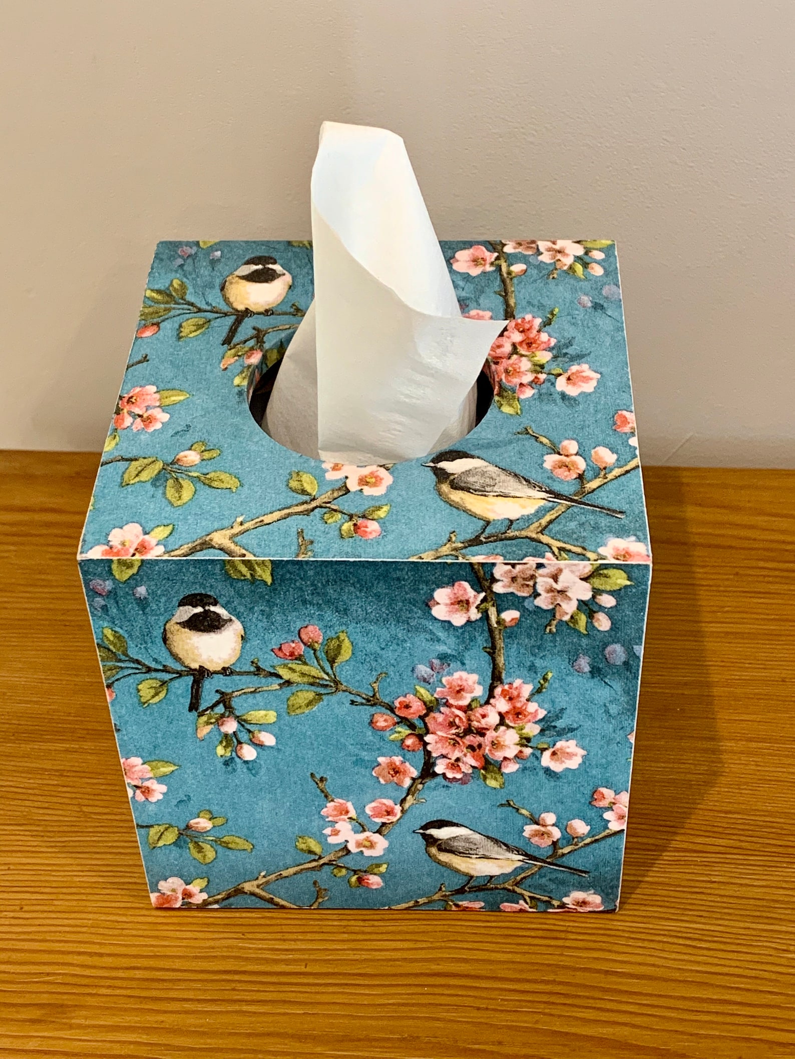 Tissue Box Cover Birds in Blossom / Tissue Box Holder / - Etsy