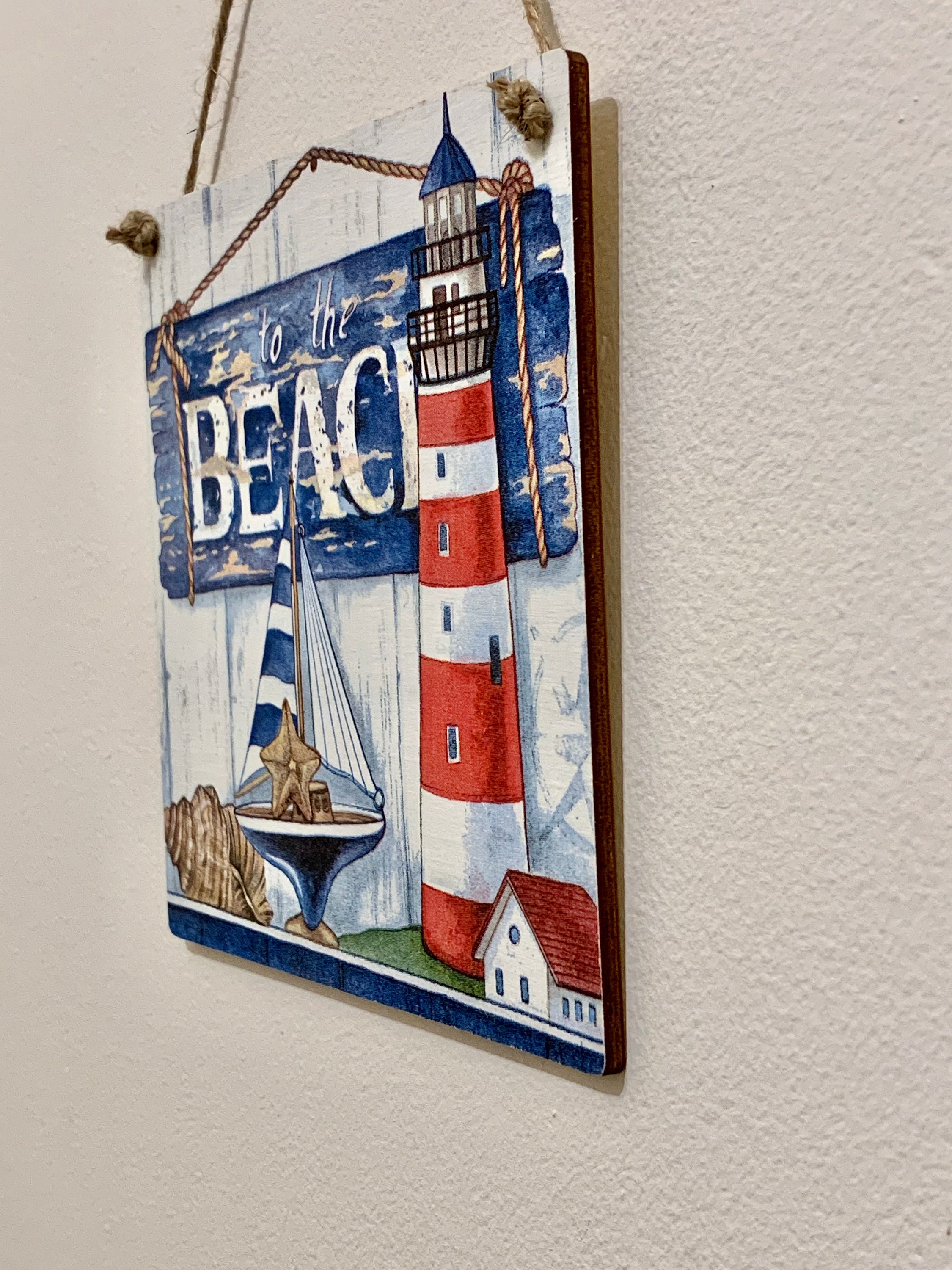 To the Beach Seaside Theme 15cm Decoupaged Wooden Plaque - Etsy