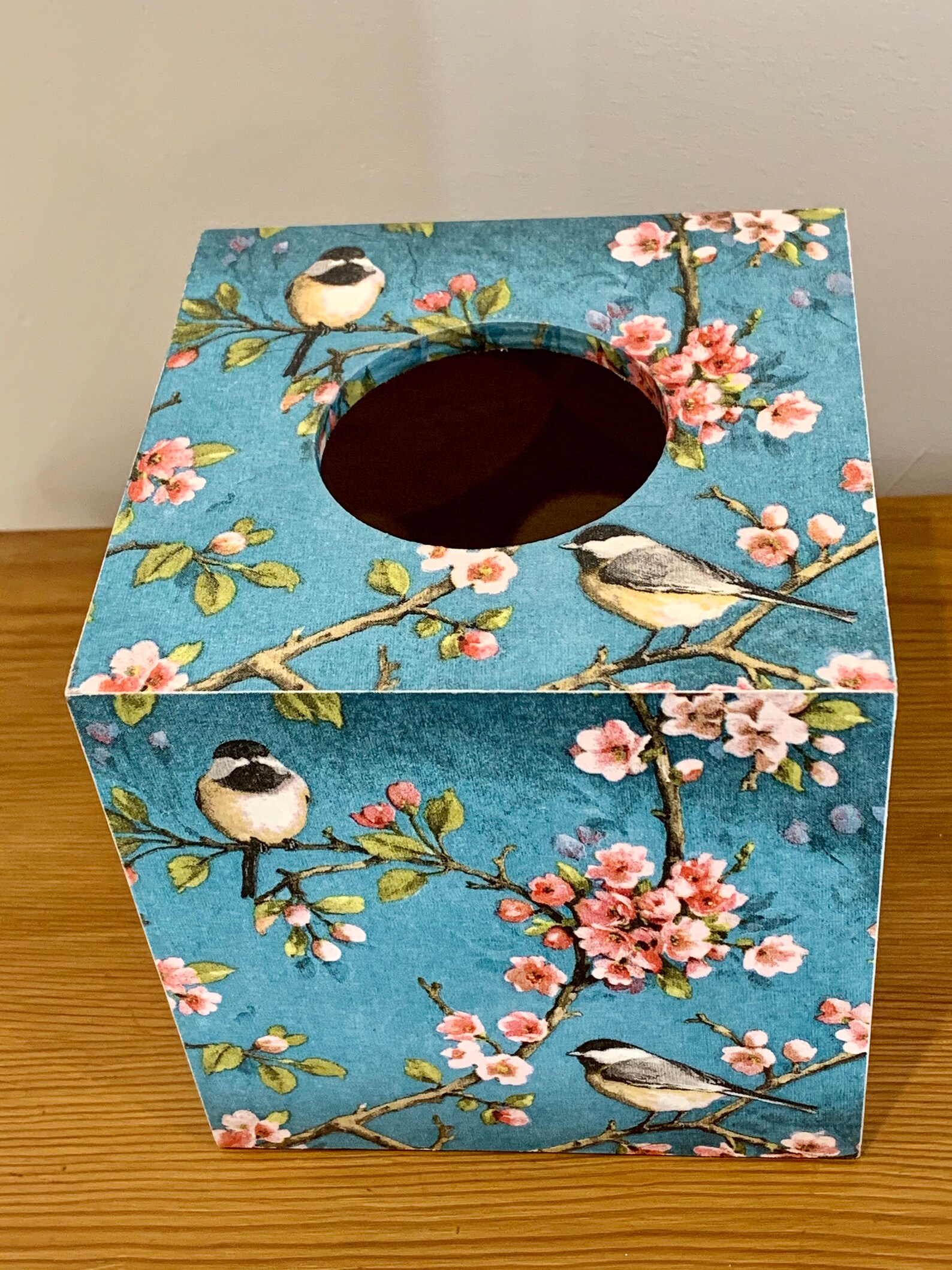 Tissue Box Cover Birds in Blossom / Tissue Box Holder / - Etsy