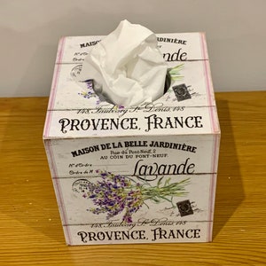 Decoupaged Tissue Box Cover / Tissue Box Holder / Provence / French ...