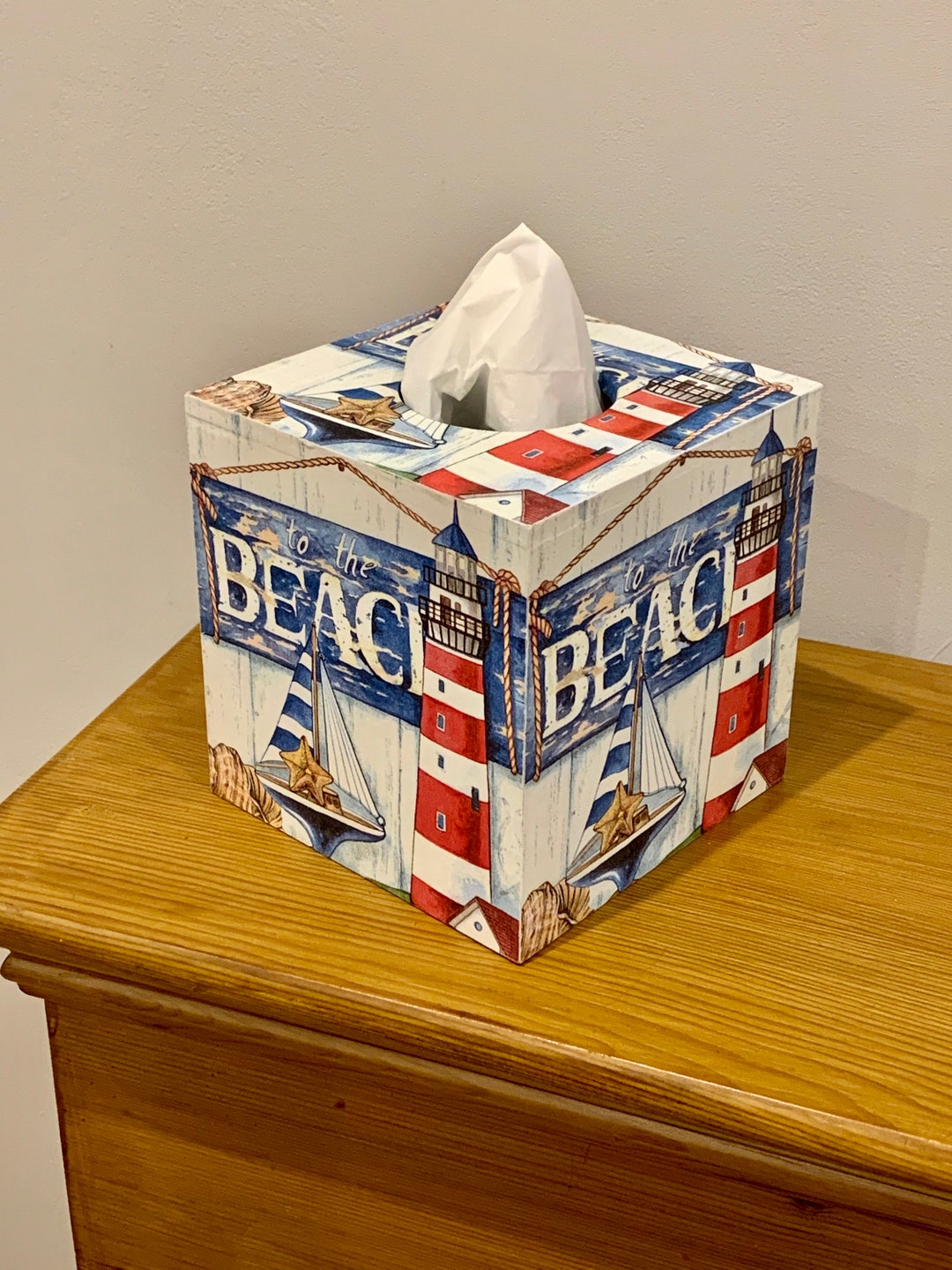Tissue Box Cover - Seaside Decor / Beach Decor / Tissue Box Holder ...