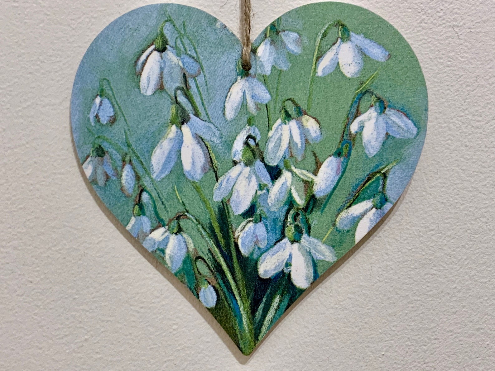 Snowdrops - Decoupaged Wooden Heart Plaque / Hanging Heart / Wooden ...