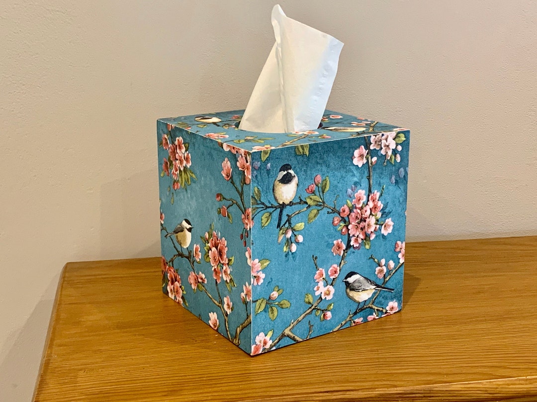 Tissue Box Cover Birds in Blossom / Tissue Box Holder / Tissue Box ...