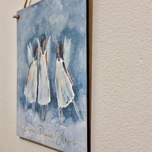 Angels - Love Peace and Hope / Handmade Decoupaged Wooden Plaque ...