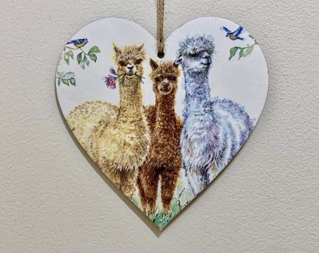 Alpaca 15cm Decoupaged Wooden Heart Plaque / Gift for the Alpaca Lover ...