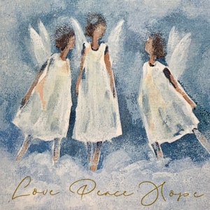 Angels - Love Peace and Hope / Handmade Decoupaged Wooden Plaque ...