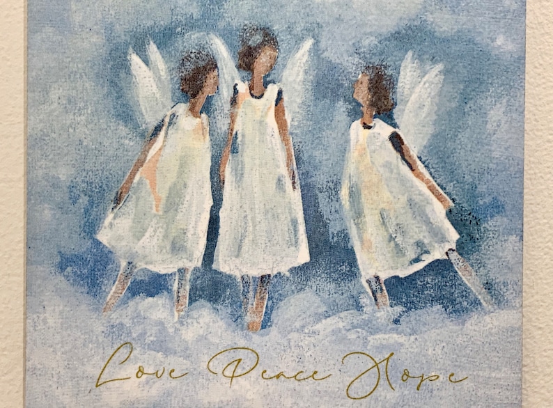 Angels - Love Peace and Hope / Handmade Decoupaged Wooden Plaque ...