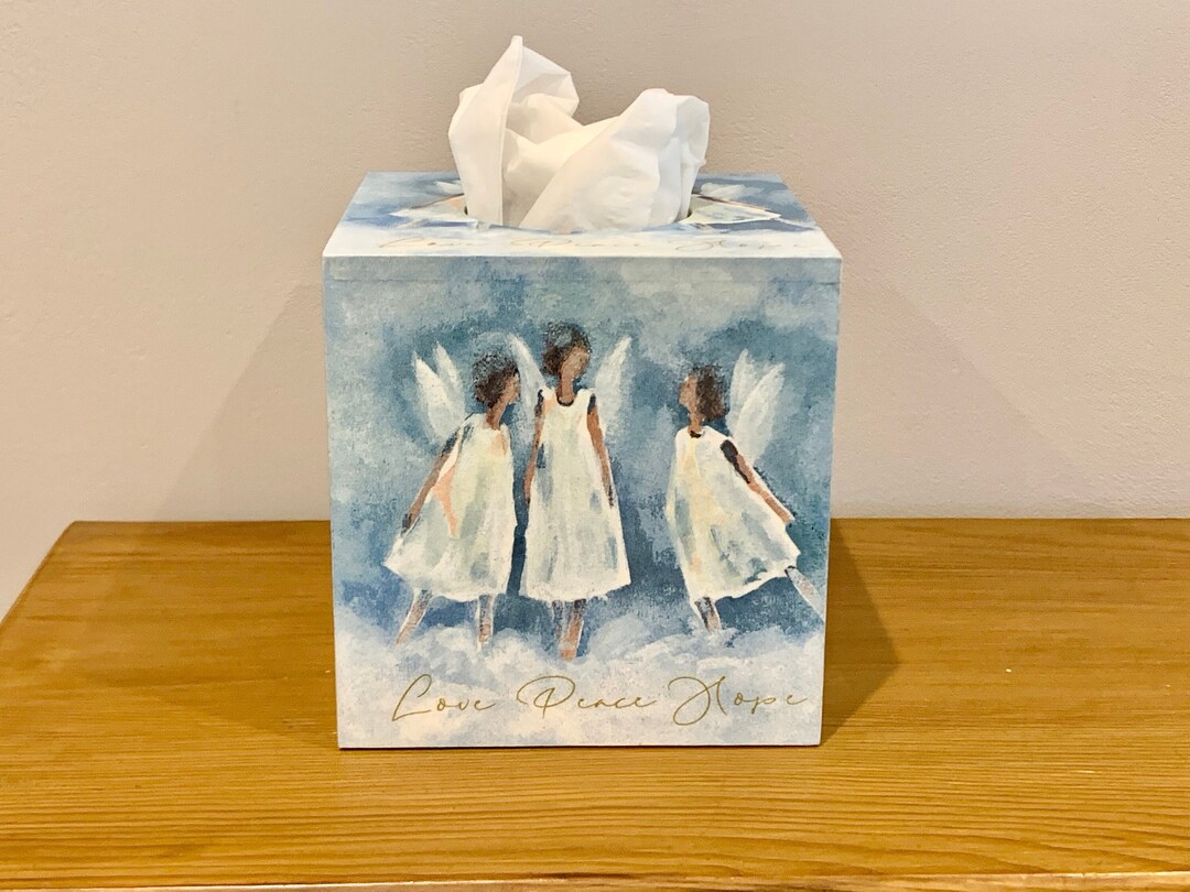Angels - Love Peace and Hope Decoupaged Tissue Box Cover / Tissue Box ...