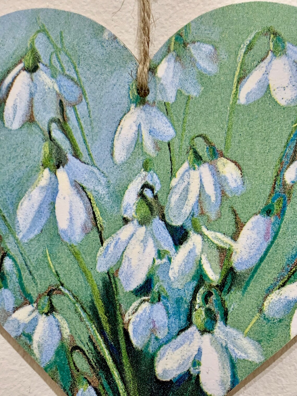 Snowdrops - Decoupaged Wooden Heart Plaque / Hanging Heart / Wooden ...