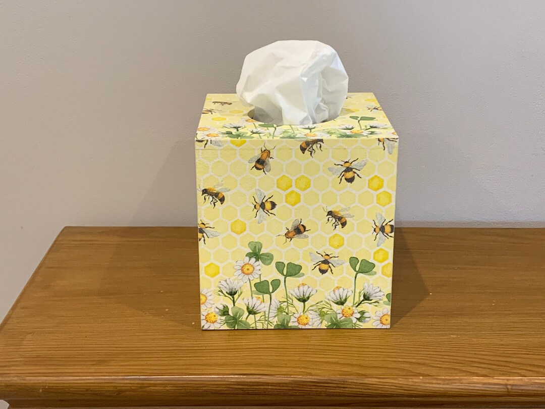 Tissue Box Cover / Bee Decor / Bee Ornament / Tissue Box Holder ...