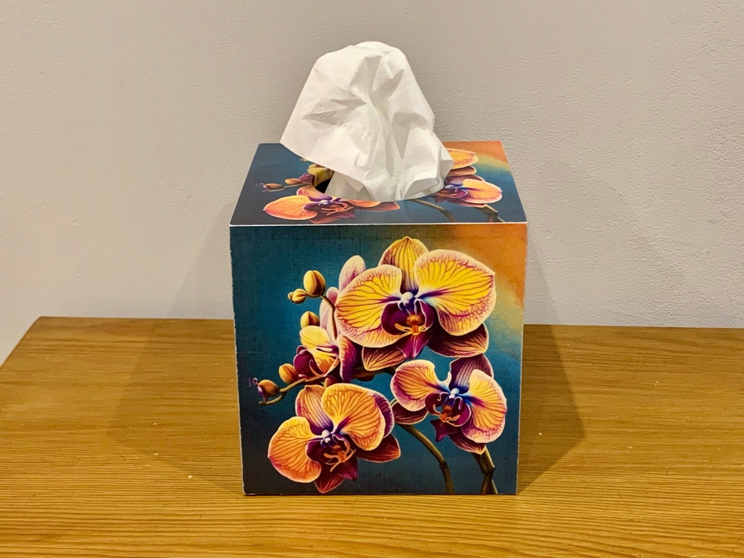Tissue Box Cover Vibrant Orchid Design / Tissue Box Storage - Etsy
