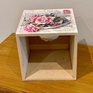 Decoupaged Tissue Box Cover Old Fashioned Rose / Shabby Chic Decor ...