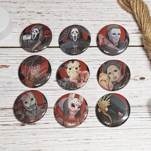 Horror Movie Slasher Icons and Dead by Daylight Characters 1.5 Pinback ...