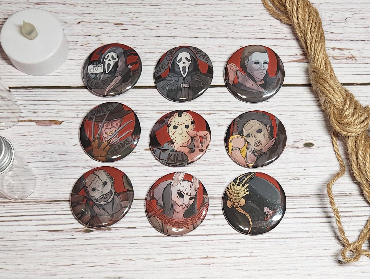 Horror Movie Slasher Icons and Dead by Daylight Characters 1.5 Pinback ...