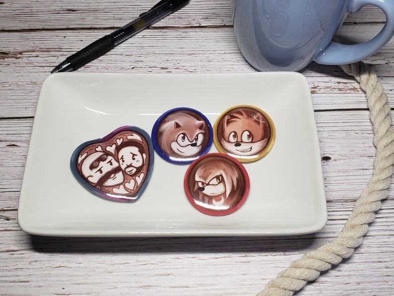 Sonic the Hedgehog 2 Movie Circle and Heart Latte Pinback Buttons ...
