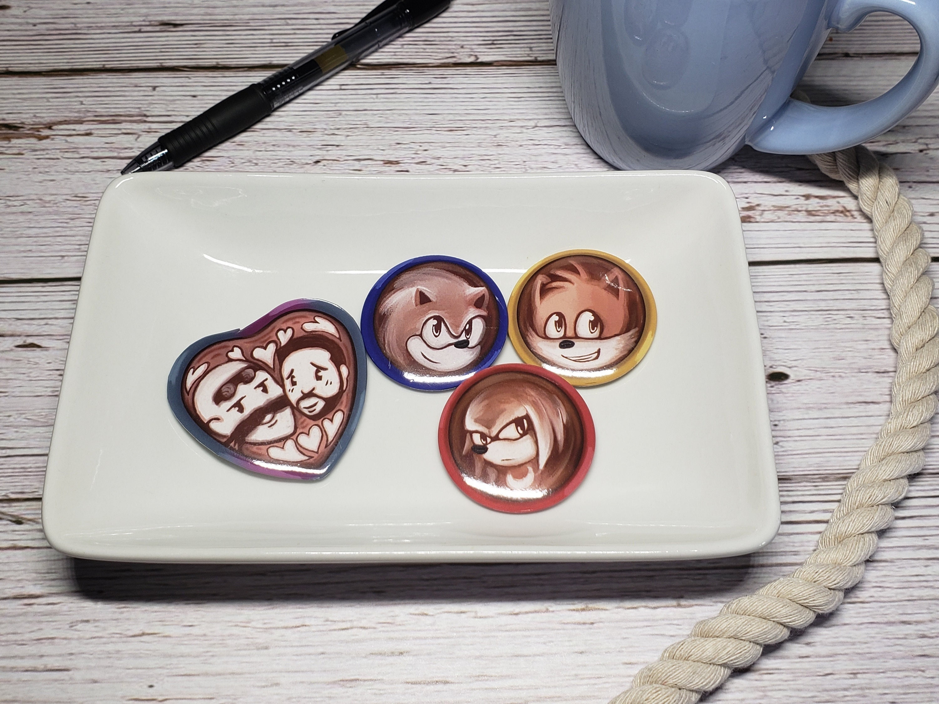Sonic the Hedgehog 2 Movie Circle and Heart Latte Pinback Buttons ...