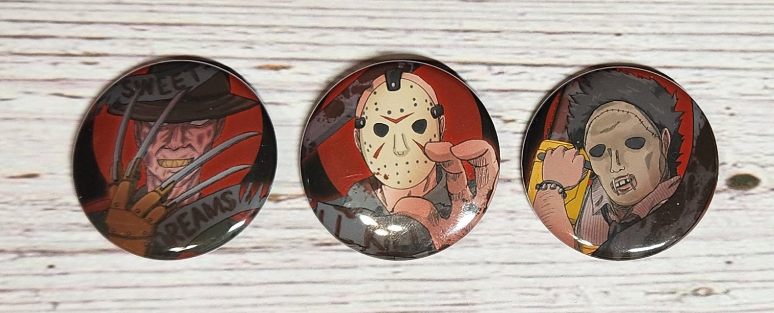 Horror Movie Slasher Icons and Dead by Daylight Characters 1.5 Pinback ...