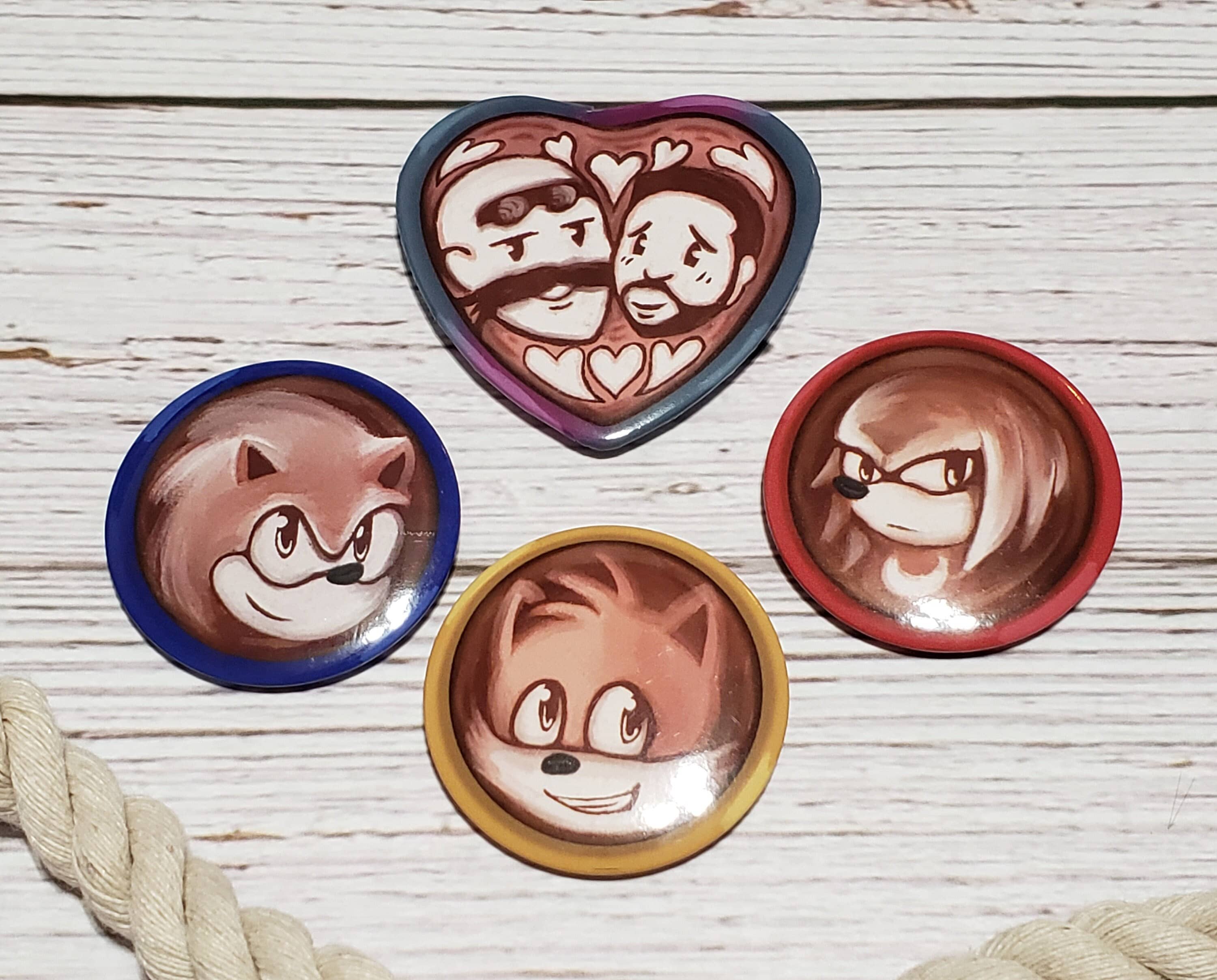 Sonic the Hedgehog 2 Movie Circle and Heart Latte Pinback Buttons ...