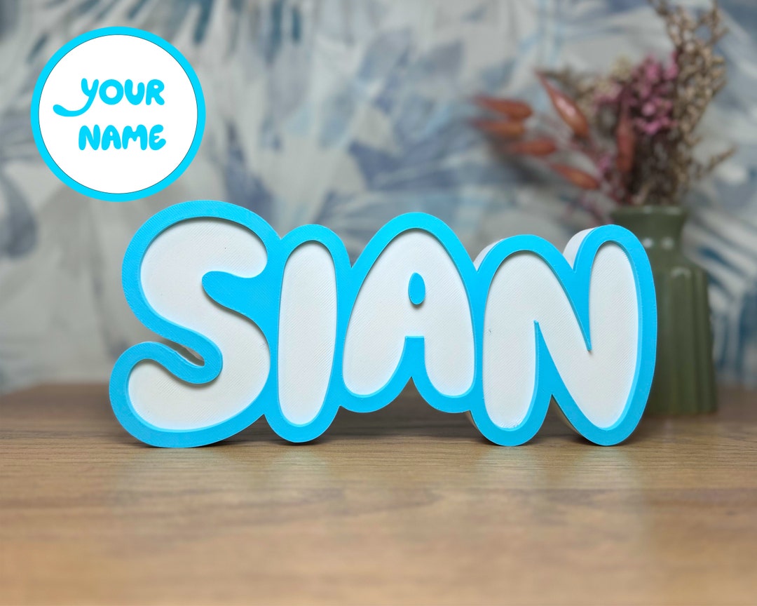 Personalised Bluey Inspired Desk Name Sign | Gift for Bluey Fans | Kids ...