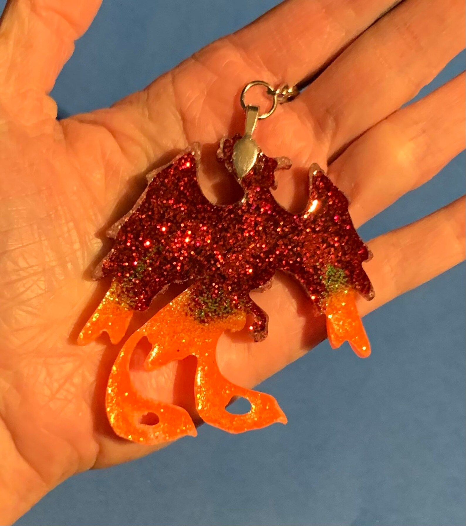 Red and orange Phoenix keychain | Etsy