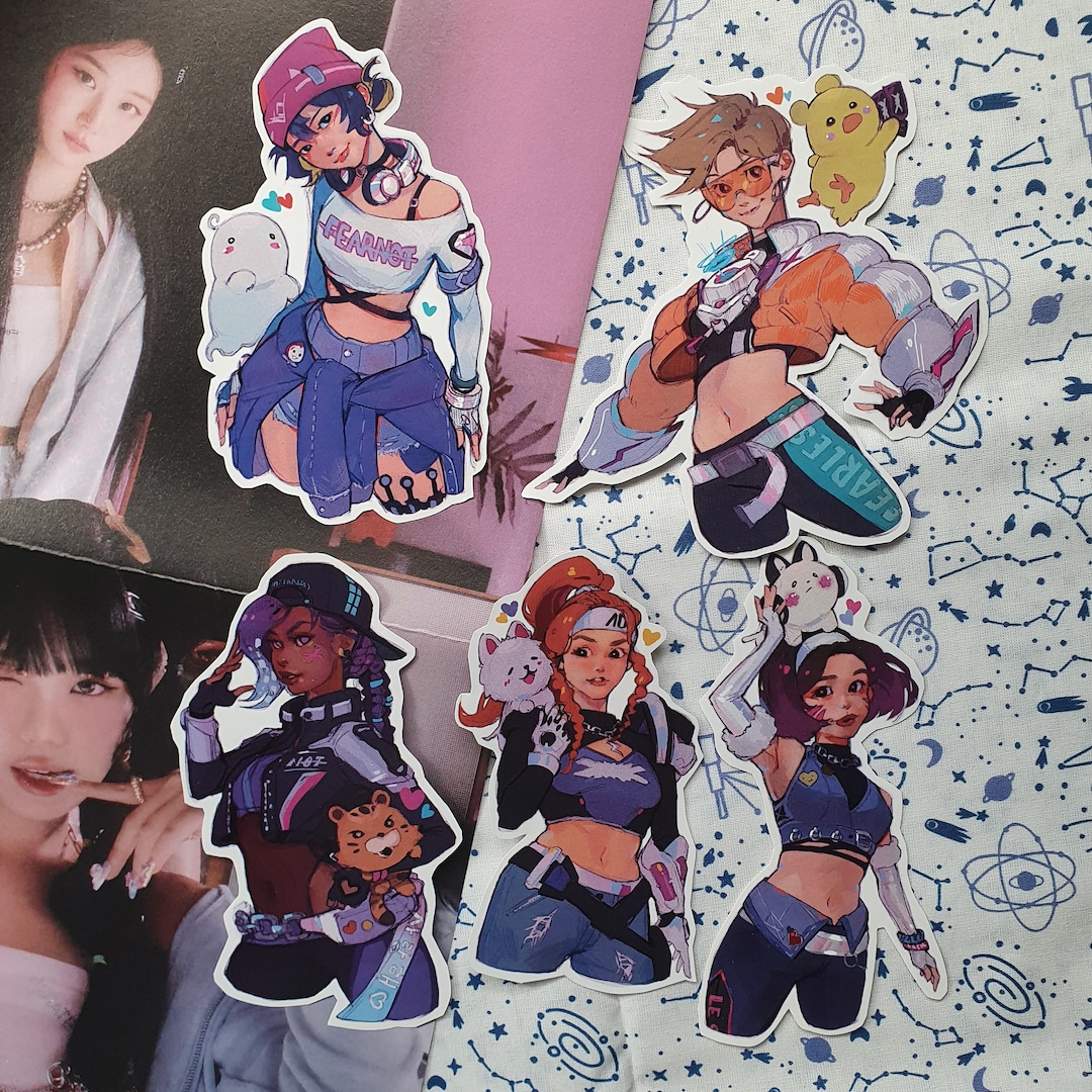 Overwatch x Le sserafim stickers Tracer, Dva, Kiriko, Sombra and ...