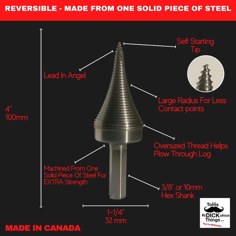 SCREW WOOD SPLITTER Steel Splitter Screw Wood Splitter - Etsy Canada
