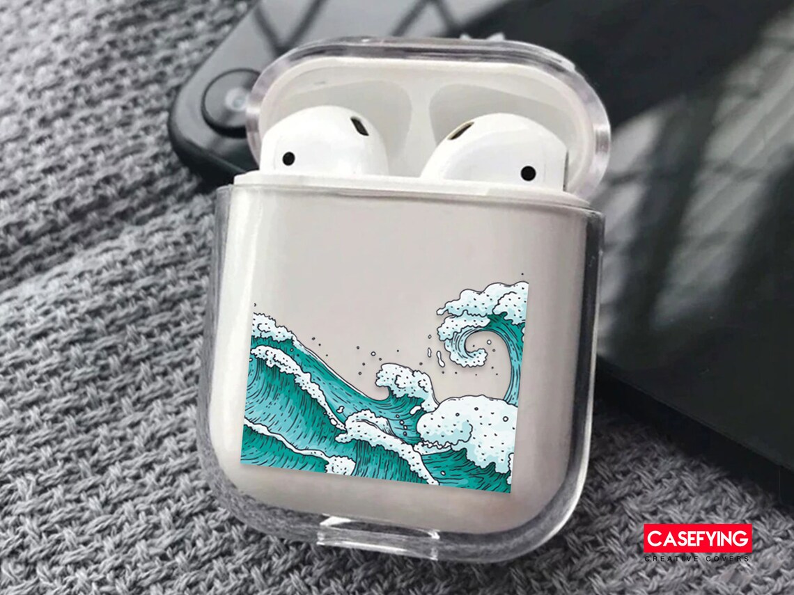 Ocean waves drawing AirPods case ocean cute gift ocean waves | Etsy
