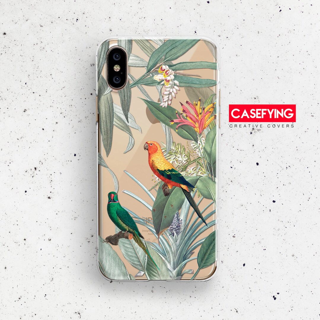 Parrots on the Leaves , Print for Leaves S9 Plus Case Floral Note 10 ...