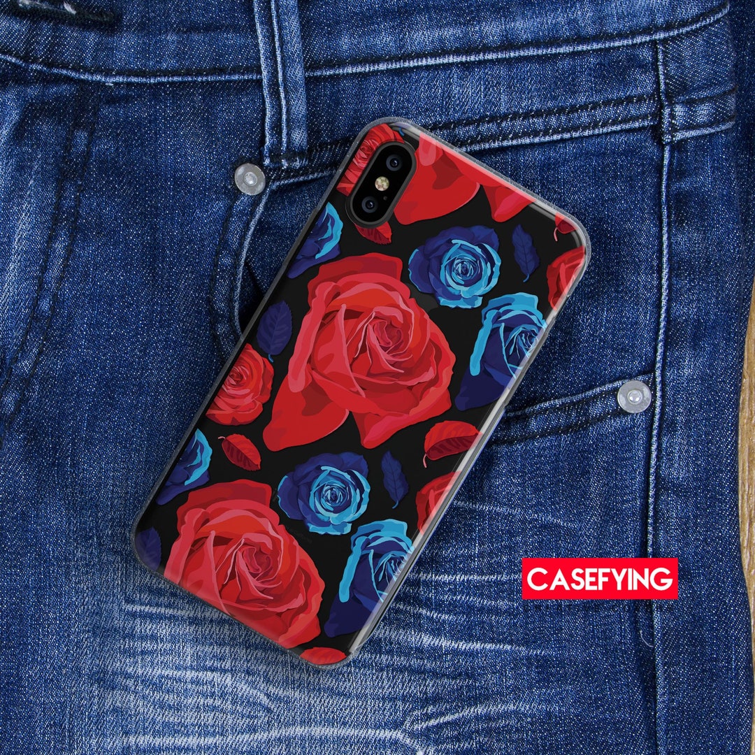 Red and Blue Roses Print for Floral Phone Cases Flower Pattern Red ...