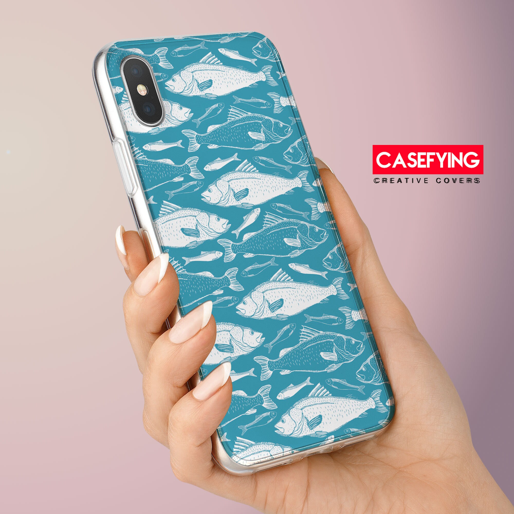 White and Transparent Fish Print for Fish Pattern Iphone | Etsy