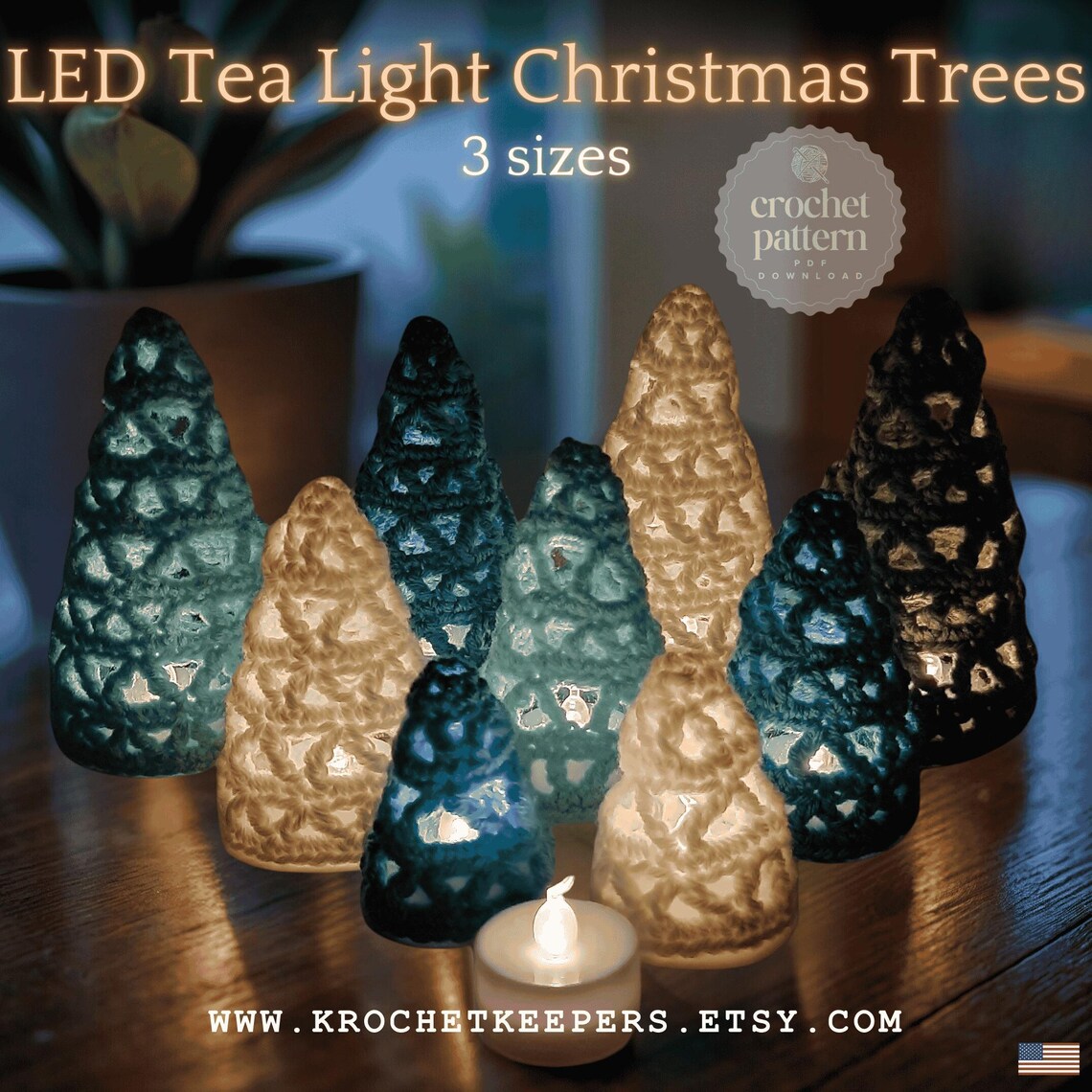 LED Tea Light Christmas Trees (3 Sizes) | Quick & Easy Beginner Crochet ...