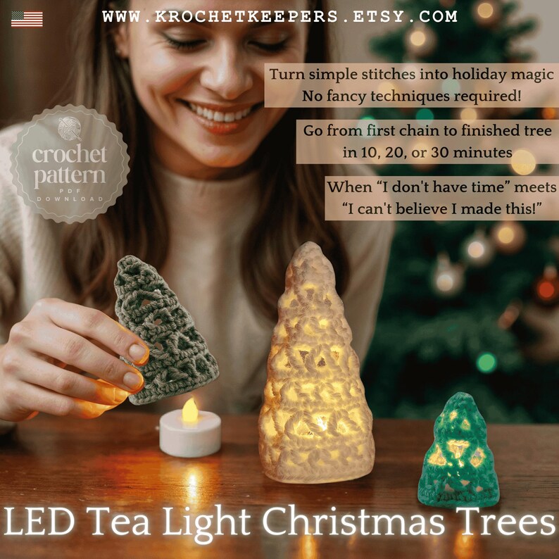 LED Tea Light Christmas Trees (3 Sizes) | Quick & Easy Beginner Crochet ...