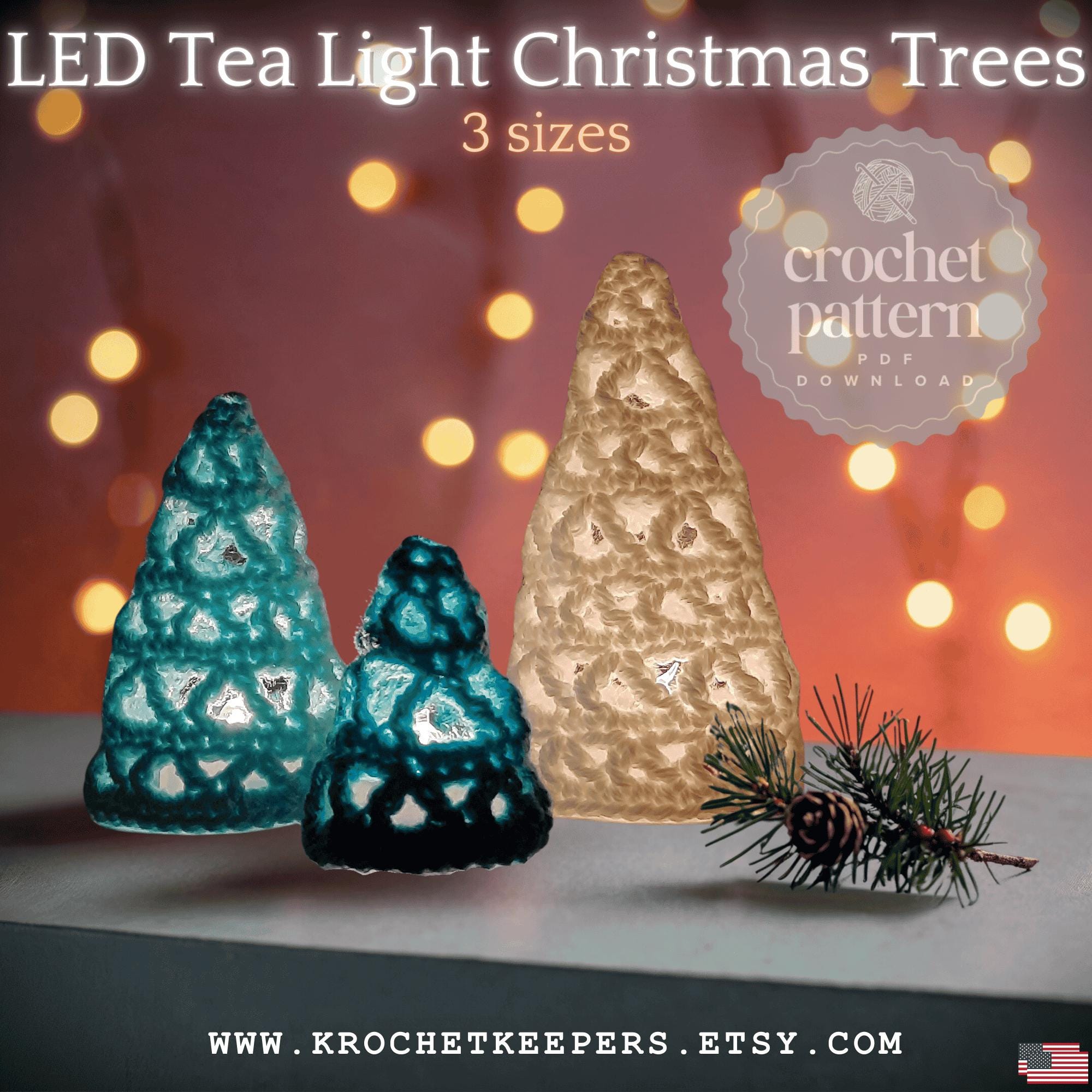 LED Tea Light Christmas Trees (3 Sizes) | Quick & Easy Beginner Crochet ...
