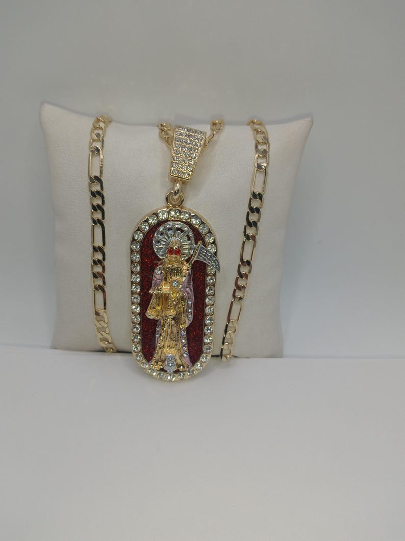Santa Muerte Necklace Gold Plated Chain 26 Inch Santa Muerte Pendant - Etsy