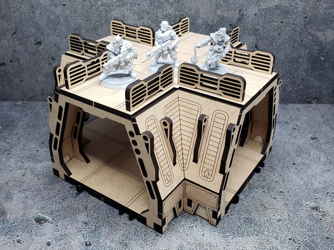 Laser Cut Tabletop Wargaming Terrain Kit Noth Yidik Facility 4-way ...