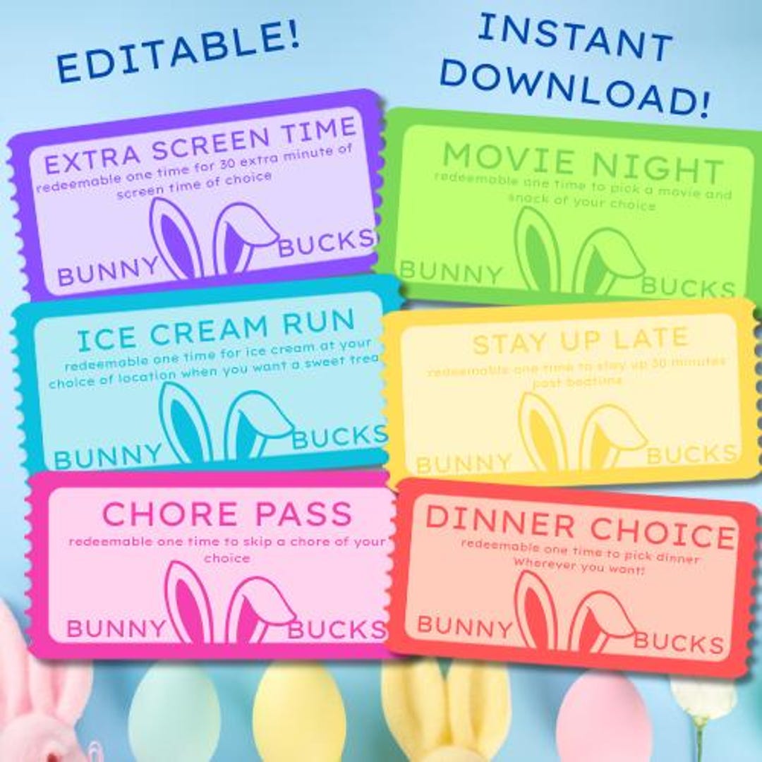Easter Bunny Bucks *editable* - Etsy