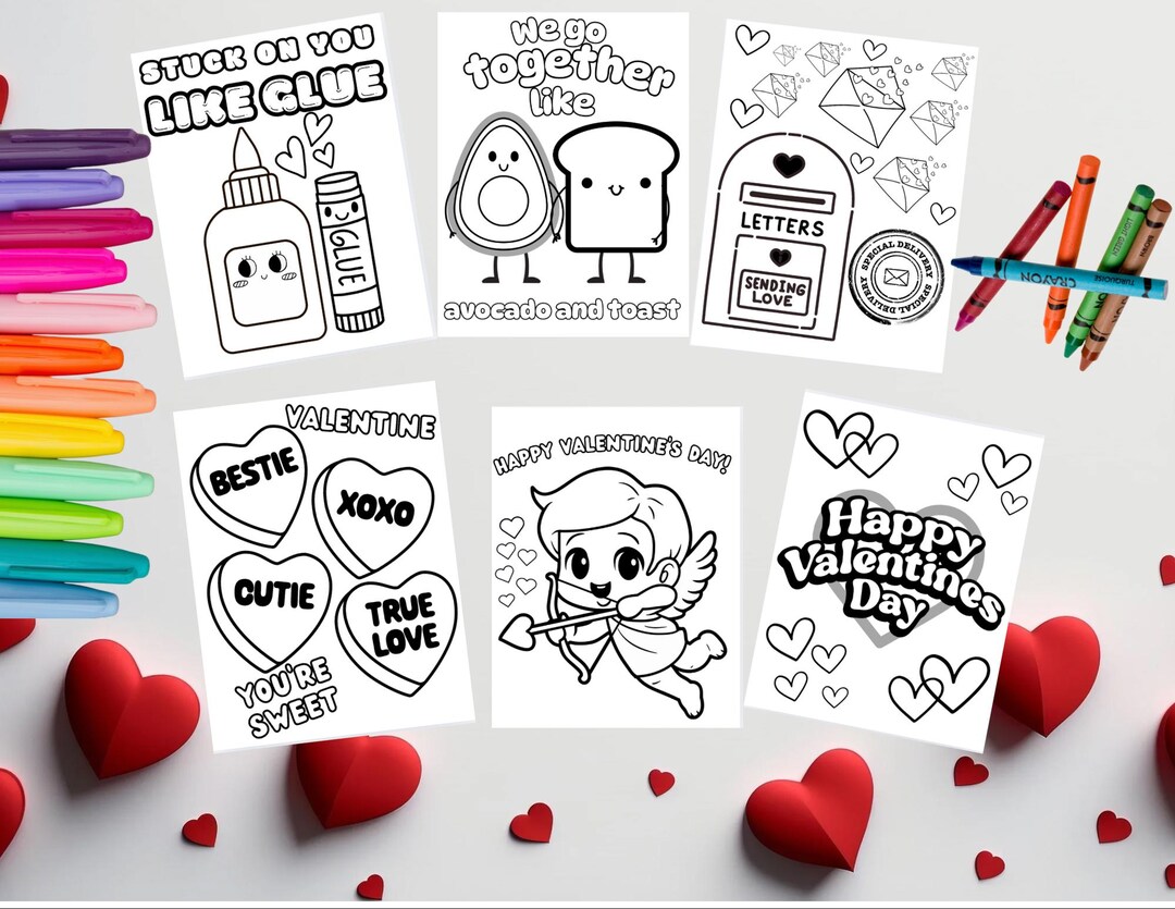 Instant Download Valentine’s Day Coloring Sheets, Valentine Activities ...