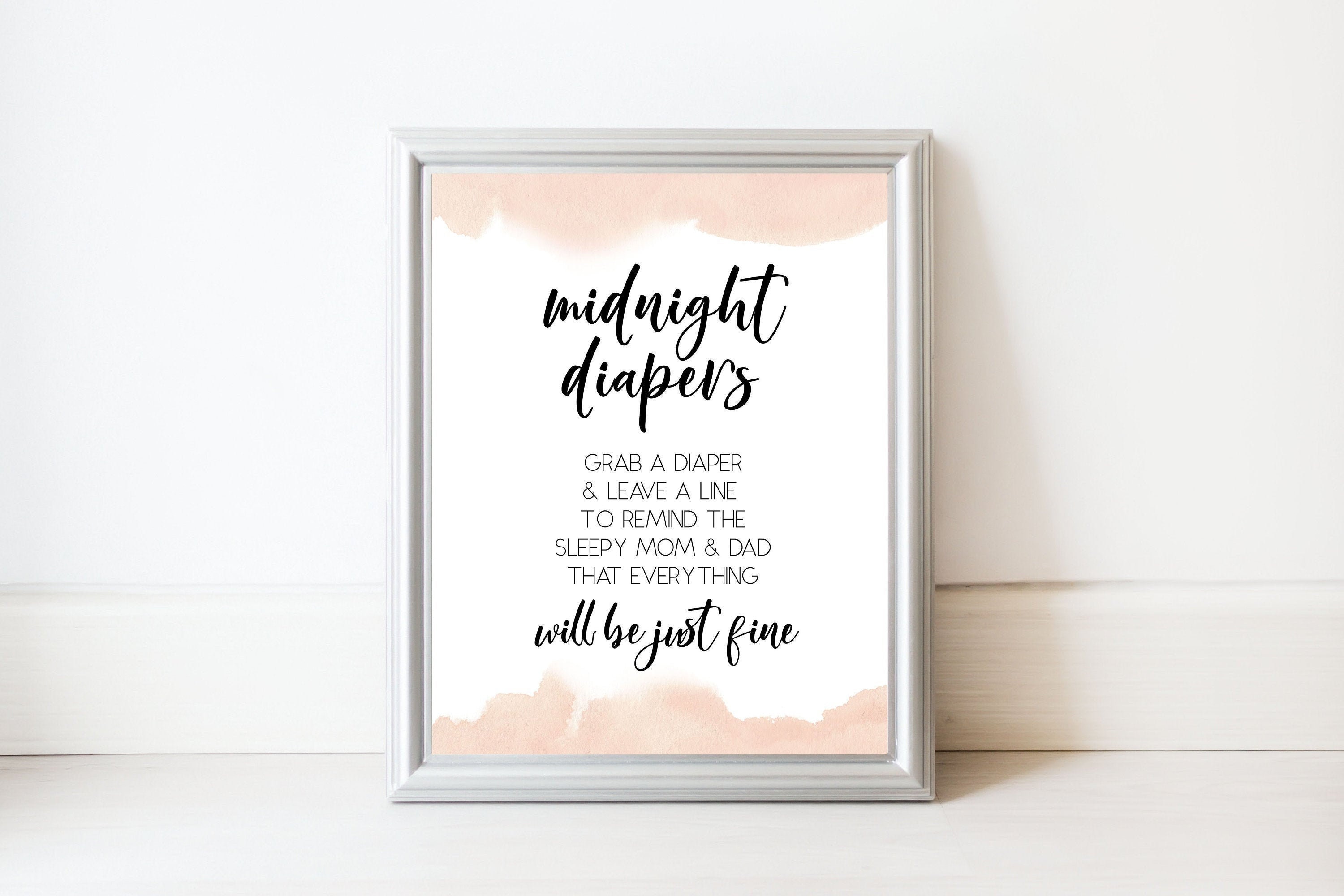 Midnight Diapers Baby Shower Sign | Etsy