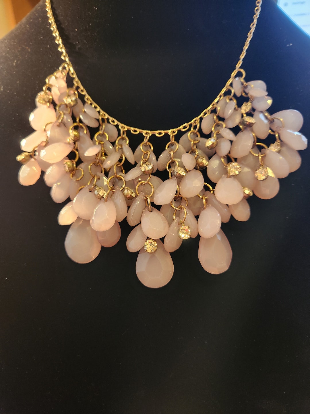 NATASHA Statement Vintage Lavender Lucite Rhinestone Bib Necklace - Etsy